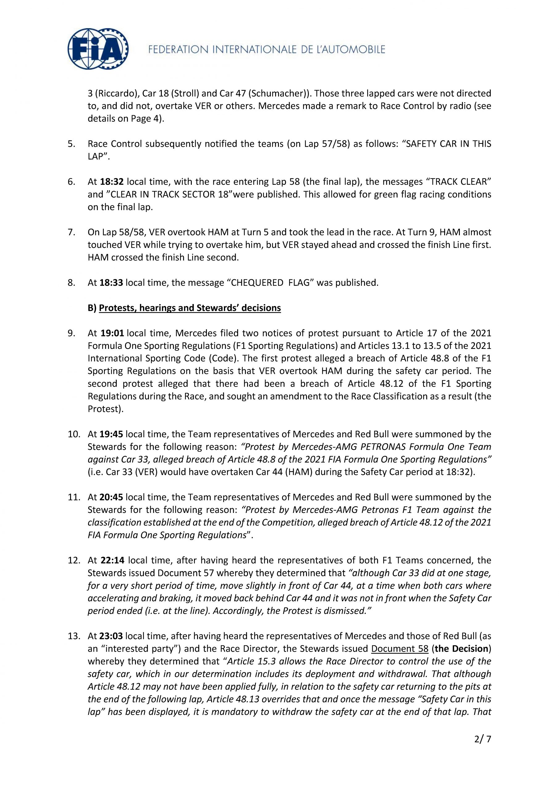 FIA’s full report for the 2021 Abu Dhabi GP investigation released ...